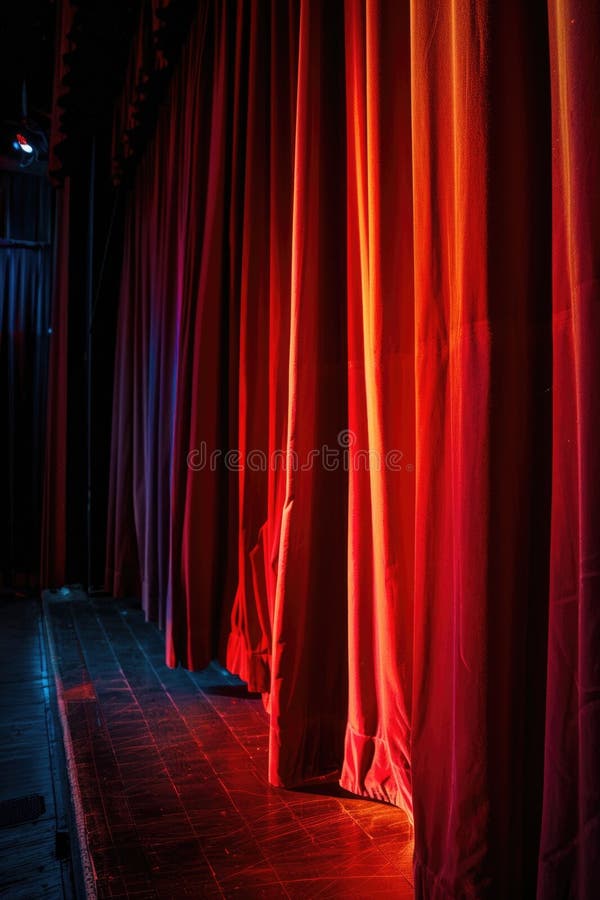 A Cozy Room with Red Curtains and a Red Floor Stock Image - Image of ...