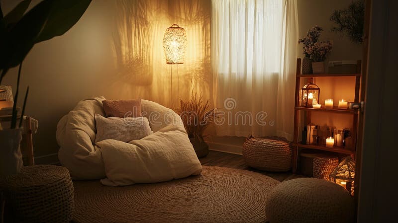 A Cozy Room Setup for Virtual Therapy Sessions with Soft Lighting and ...