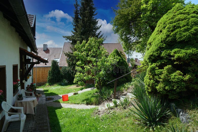 Cozy Rural House with Lush Cultivated Backyard Greenery in the ...