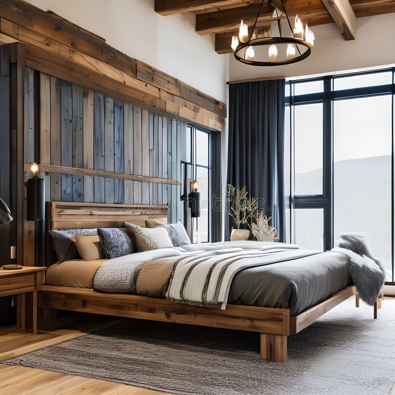 10 a Cozy, Rustic Bedroom with a Mix of Wooden and Plaid Finishes, a ...