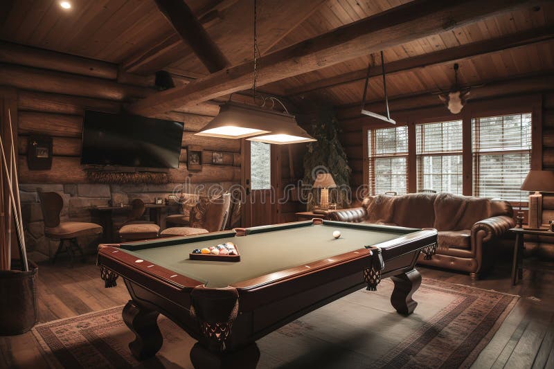 A Cozy and Rustic Cabin-style Game Room. Generative AI Stock ...