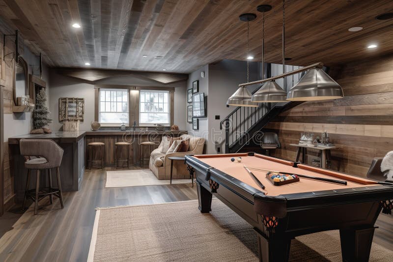 A Cozy and Rustic Cabin-style Game Room. Generative AI Stock ...