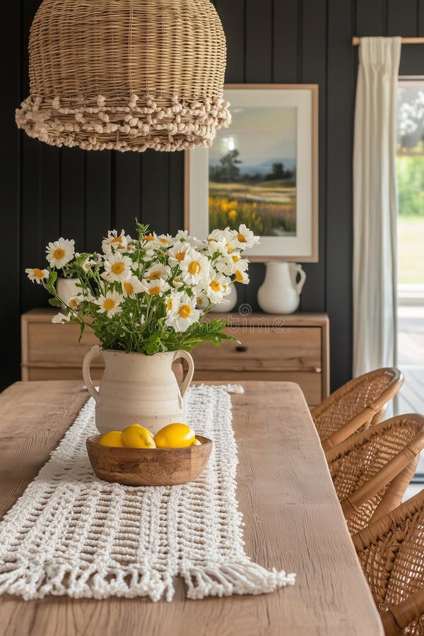 Cozy and Rustic Dining Room Stock Illustration - Illustration of living ...