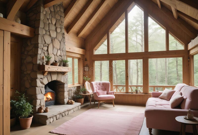 A Cozy, Rustic Home with a Warm, Inviting Atmosphere Stock Illustration ...