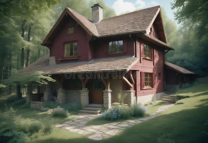 A Cozy, Rustic Home with a Warm, Inviting Atmosphere Stock Illustration ...