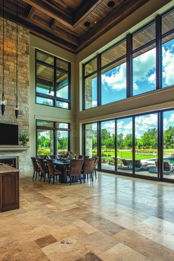 A Cozy Rustic Kitchen Illuminated by Sunlight, Complete with Long ...