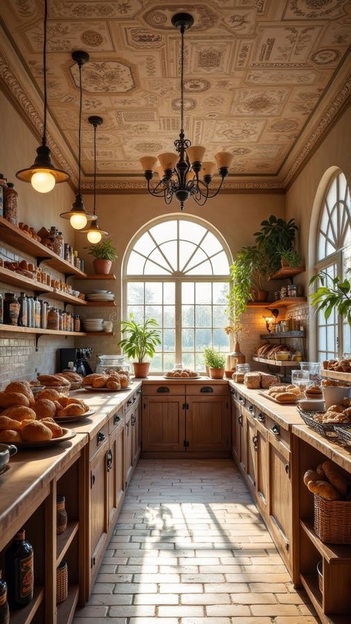Cozy Rustic Kitchen with Wooden Cabinets and Abundant Natural Light ...