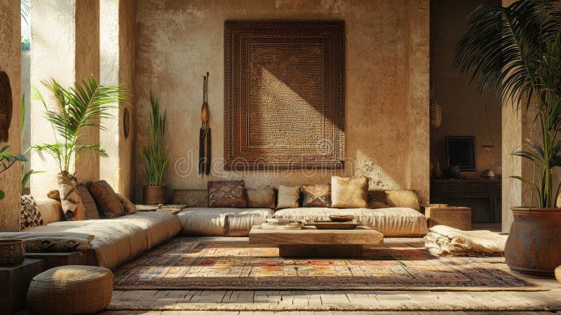 Cozy Rustic Living Space with Textured Wall Art and Natural Decor ...