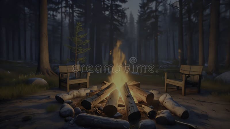 Campfire Scene at Night in the Forest Stock Footage - Video of peaceful ...