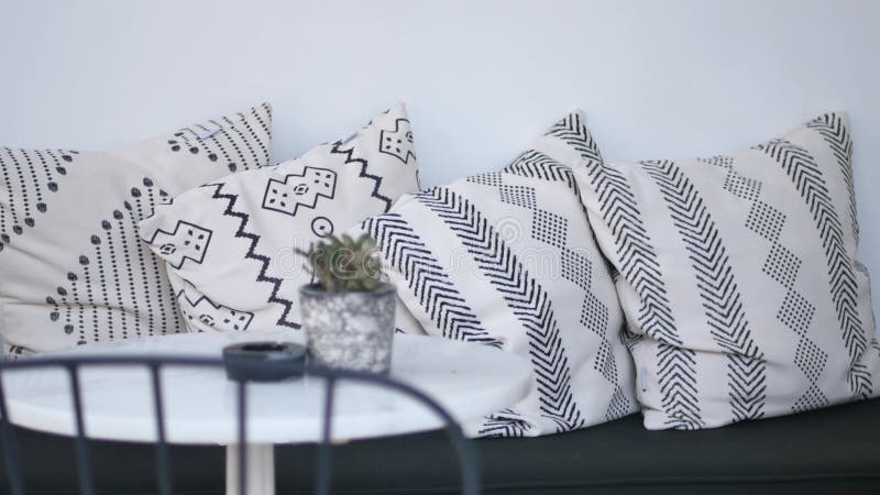 Cozy Seating Area with Decorative Cushions in a Modern Setting Stock ...