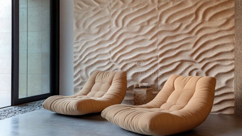 Cozy Seating Area with Textured Wall in Modern Home Interior Design ...