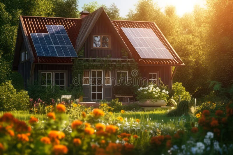 Cozy Self Contained House in the Summer Forest Generative Ai Stock ...