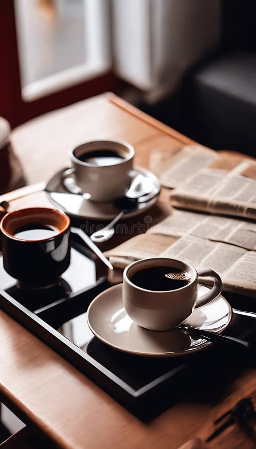 Morning Brew: Coffee and Contemplation Stock Illustration ...