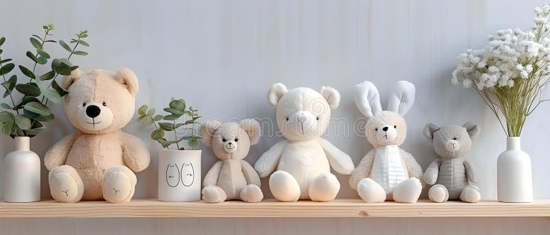 Cozy Shelf Display with Plush Friends and Soft Light. Concept Cozy ...