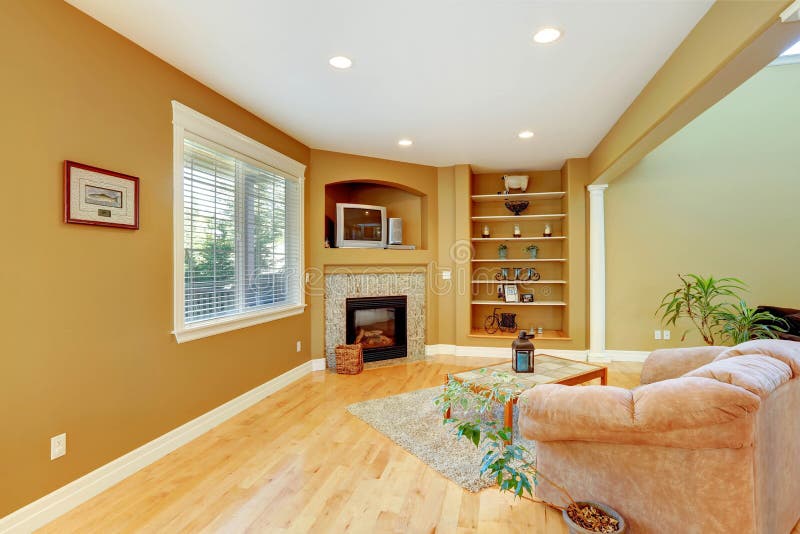 Cozy Sitting Area with Fireplace Stock Image - Image of building, sofa ...