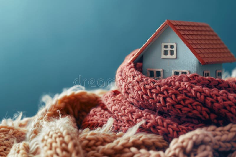 A Cozy Small House Wrapped in a Warm Blanket on a Cold Day Stock Photo ...