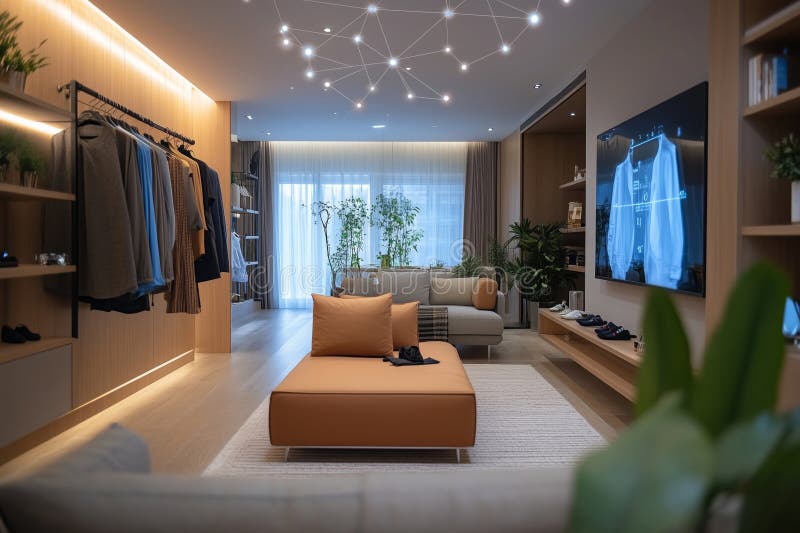 Cozy Smart Home Environment Featuring Soft Textiles and Calming Decor ...