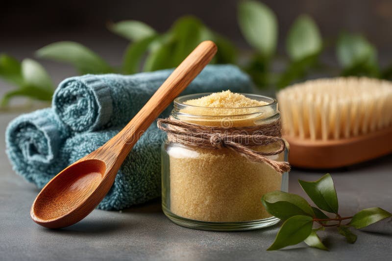 Cozy Spa Essentials with Natural Ingredients and Soft Textiles on a ...