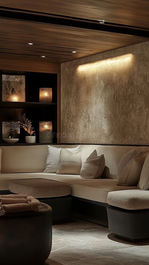 A Cozy Spa Lounge with Soft Seating Stock Photo - Image of design, seating: 356389346