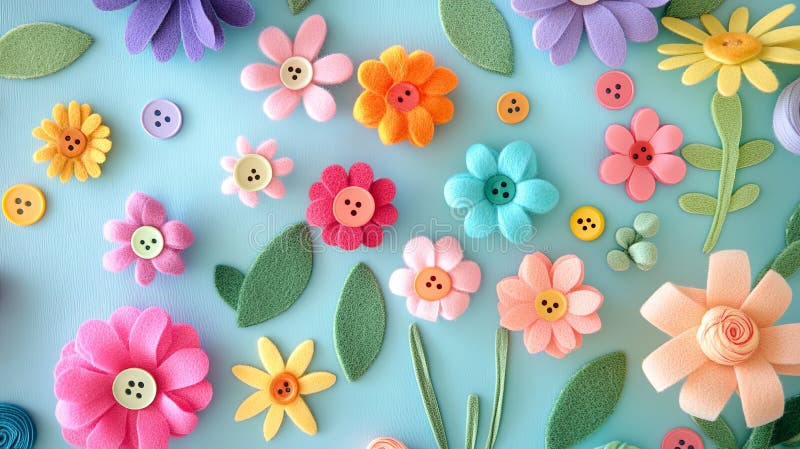 A Cozy Space for Spring-themed Crafting with Felt, Glue, and Buttons ...