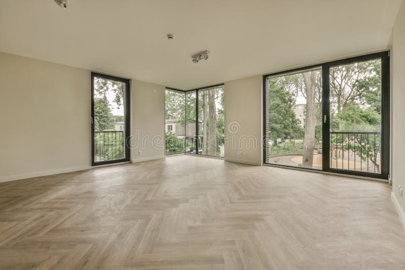 Interior of Empty Room with Windows Stock Image - Image of home ...