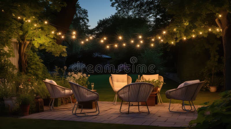 Cozy spring backyard stock illustration. Illustration of spring - 327512135