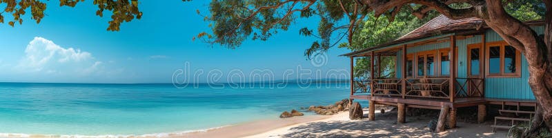 Cozy Stilted Beach House on the Blue Calm Sea Stock Photo - Image of ...