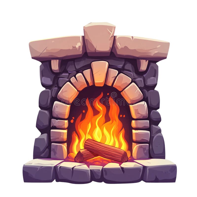 Cozy Stone Fireplace with Burning Logs Warm Fire Inside Inviting Hearth ...