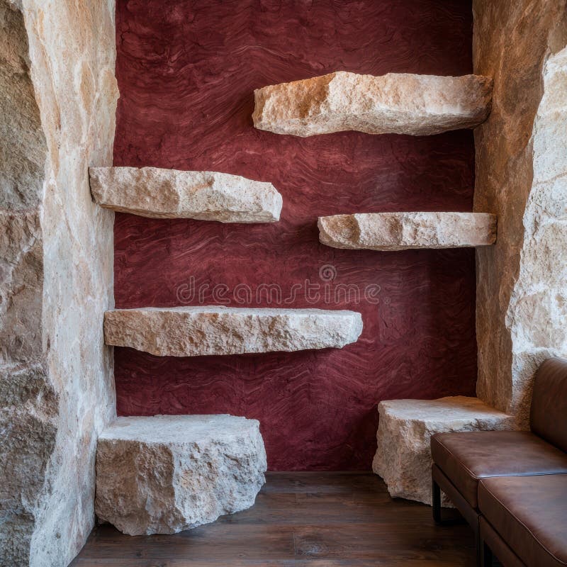 Cozy Stone Shelves in a Rustic Interior Stock Illustration ...