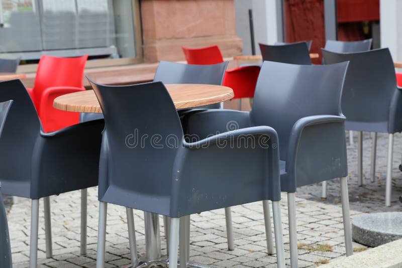 Cozy Street Restaurant. Tables and Chairs in the Street. Stock Image ...