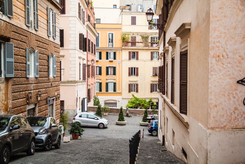 Cozy street in Rome, Italy stock photo. Image of house - 83745188