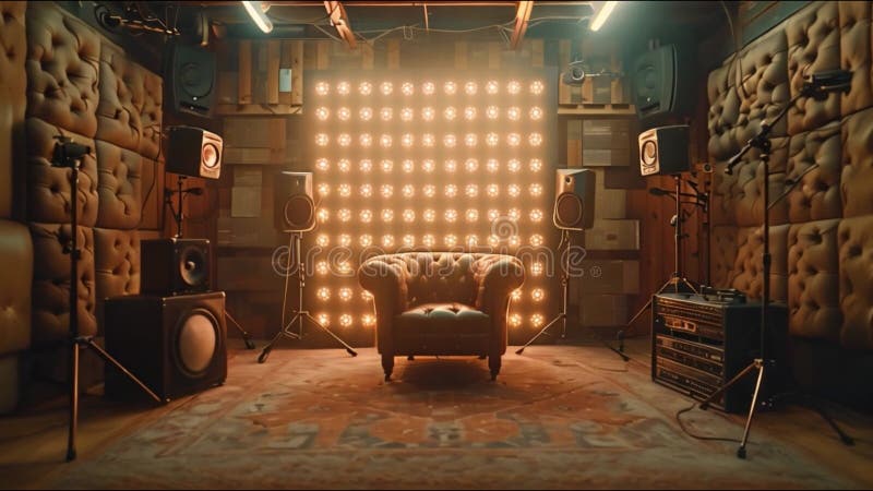 A Cozy Studio Space with a Leather Armchair in Front of a Wall of ...