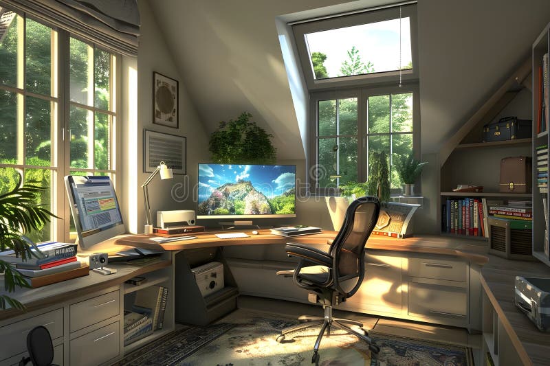 Cozy Study Corner with a Desk, Computer, and Essential School Supplies ...