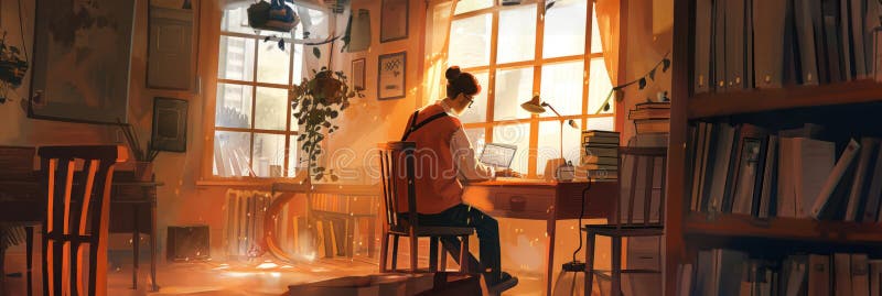 A Cozy Study Room is the Backdrop for a Mentor Guiding a Student, the ...