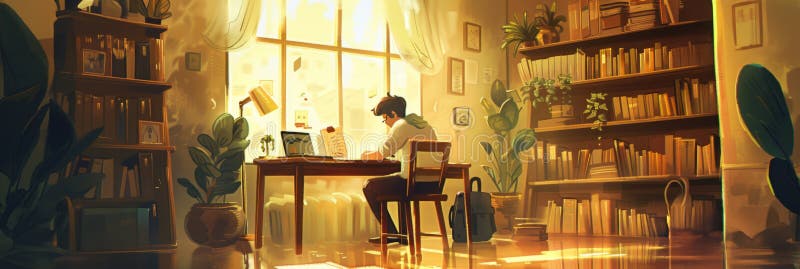 A Cozy Study Room is the Backdrop for a Mentor Guiding a Student, the ...