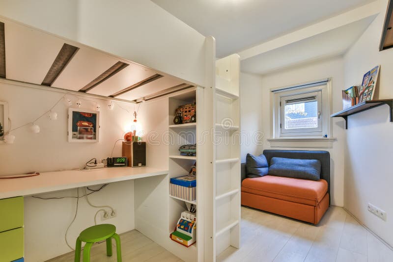 Cozy Study Room in a Modern Apartment Stock Image - Image of floor ...