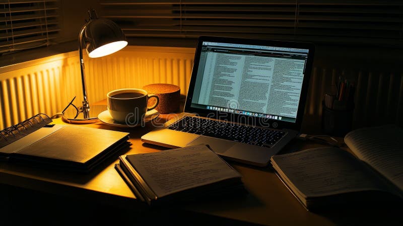 Night Study Session Illustration Stock Photo - Image of research, work ...