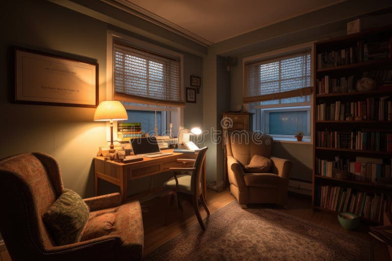 Cozy Study with Soft Lighting and Comfy Chair for Optimal Learning ...