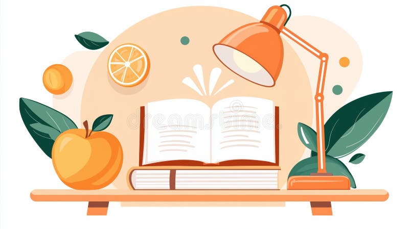 Cozy Study Space with Open Book and Lamp Stock Image - Image of ambient ...