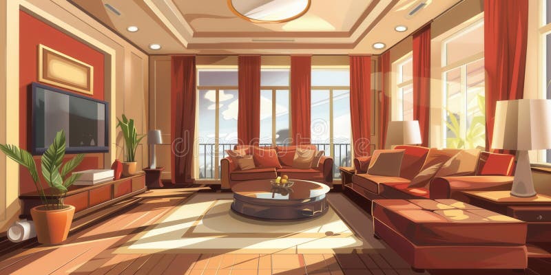 Cozy and Stylish Interior Design. Cartoon Architecture Concept Stock ...