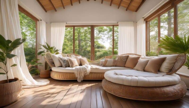 Cozy Summer Retreat with Vibrant Greenery Stock Image - Image of ...