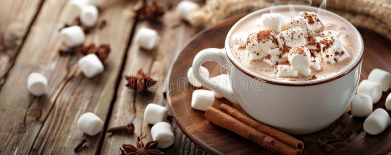 A Cozy Tea Background Featuring a Cup of Hot Chocolate with Whipped ...