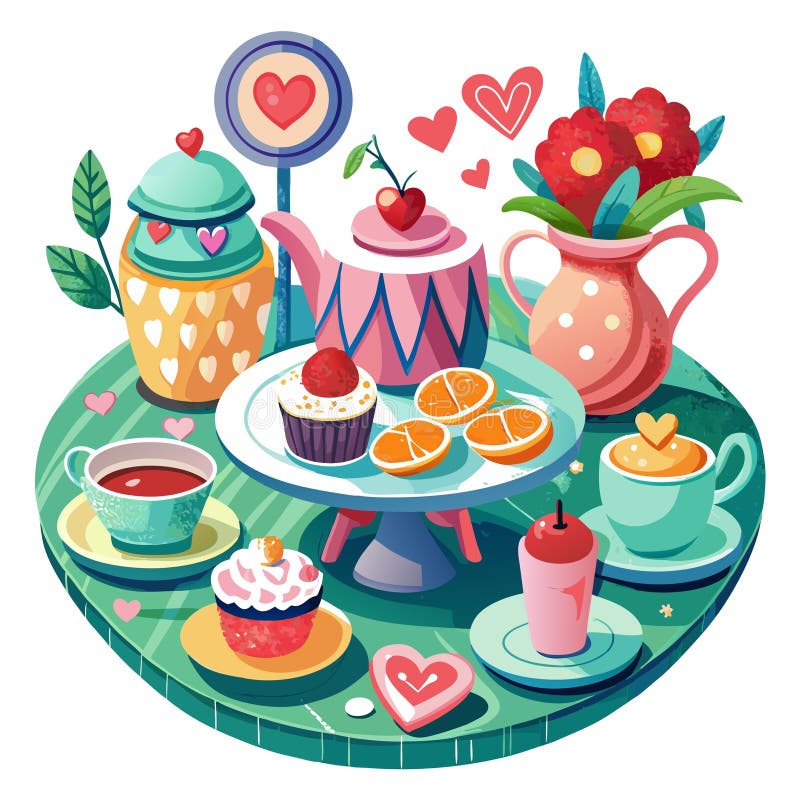 Cozy Tea Table with Hearts in the Form of Hearts Prepared with Love ...