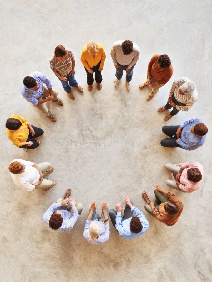 Cozy Team Bonding Circle with Diverse Group Engaged in Coaching ...