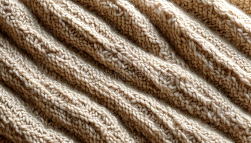 Cozy, Textured Beige Knit Fabric Lies Softly, Revealing Its Unique Wave ...