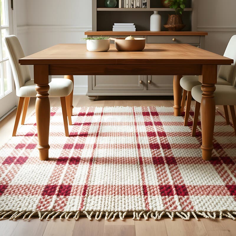 A Cozy and Textured Wool Rug with a Plaid Pattern Placed Under a ...
