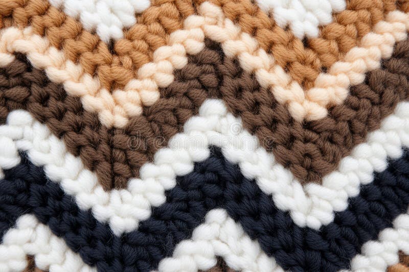 Cozy Textured Zigzag Knitted Pattern in Earthy Mocha Mousse and Cream ...