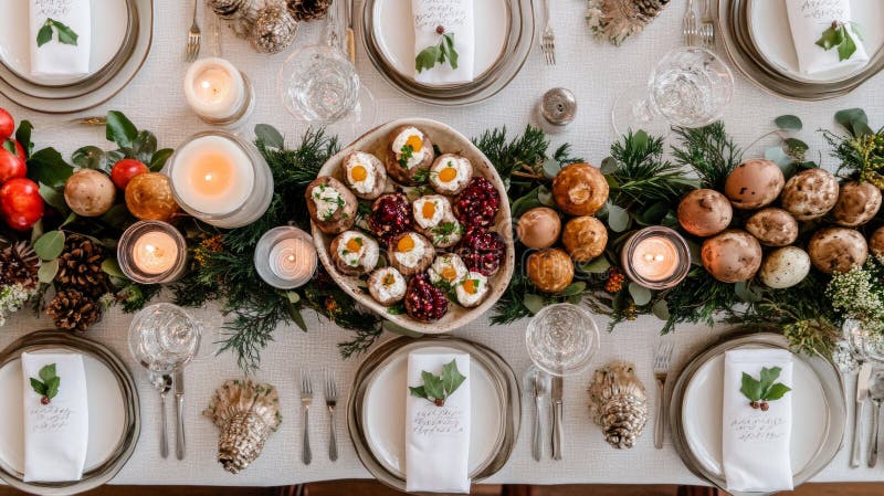 A Cozy Thanksgiving Table Spread Featuring Appetizers Like Stuffed ...