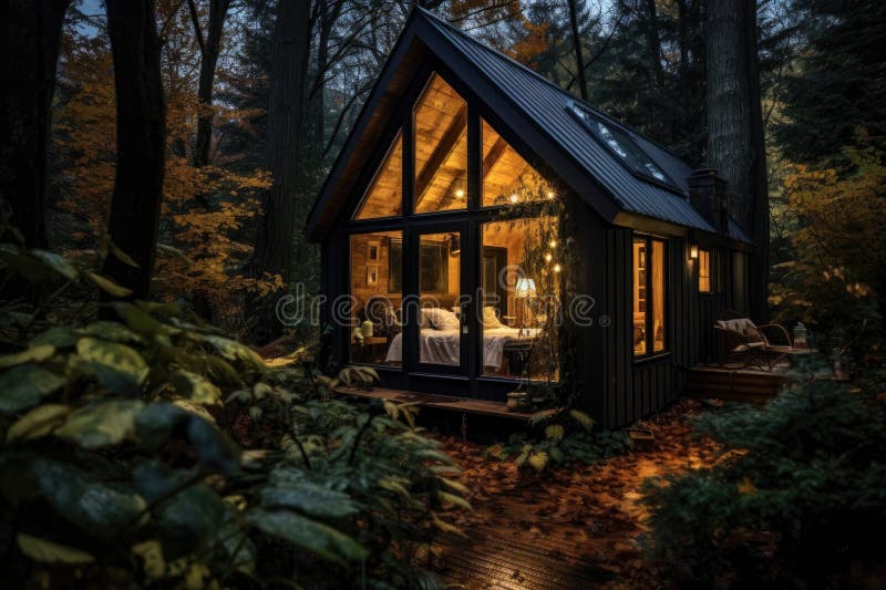 Cozy Tiny House in a Secluded Forest Stock Illustration - Illustration ...