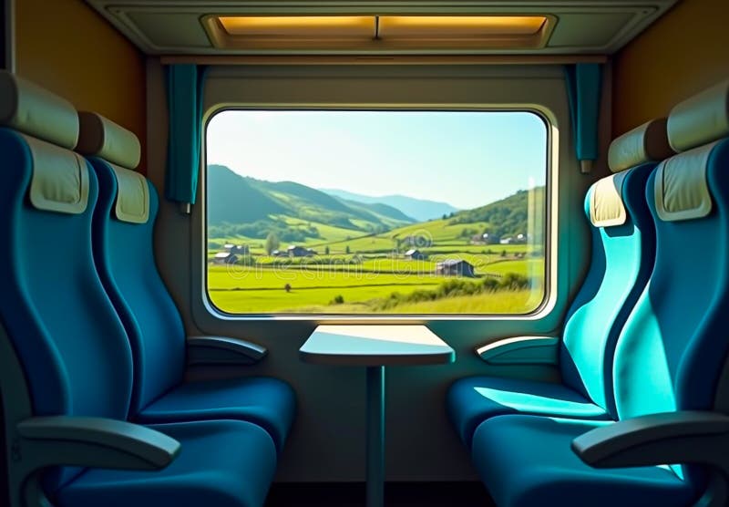 Cozy Train Compartment with Scenic View Stock Photo - Image of ...